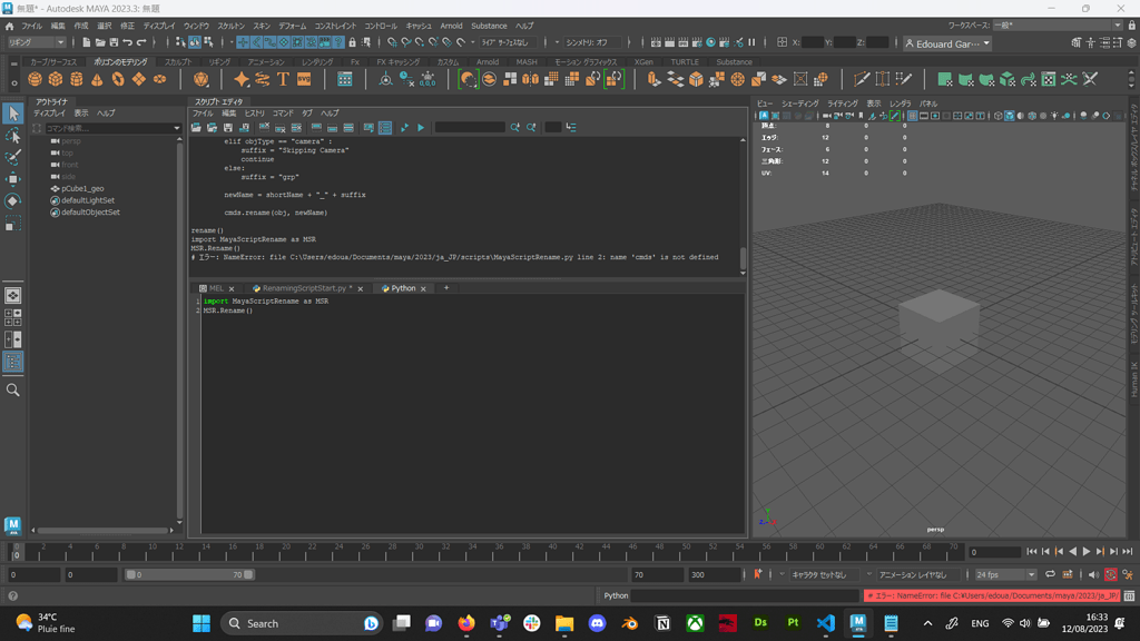 Cmds not defined when imported and used a function, but works inside Maya - Coding - Tech ...