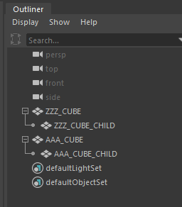 What does the ordering of objects in the Outliner denote to? - Maya - Tech-Artists.Org