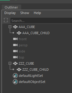 What does the ordering of objects in the Outliner denote to? - Maya ...